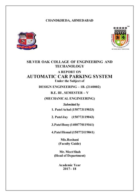 AUTOMATIC CAR PARKING SYSTEM | PPT