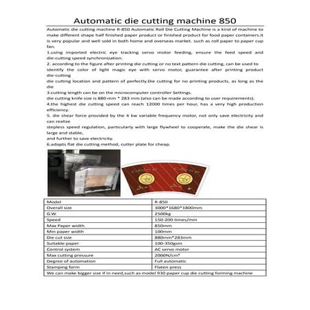 Automatic die cutting forming machine | PDF