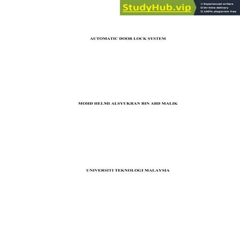 AUTOMATIC DOOR LOCK SYSTEM | PDF