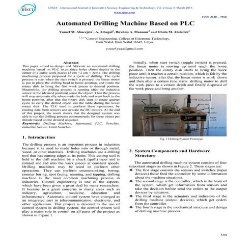 Automatic drilling machine Based on plc | PDF
