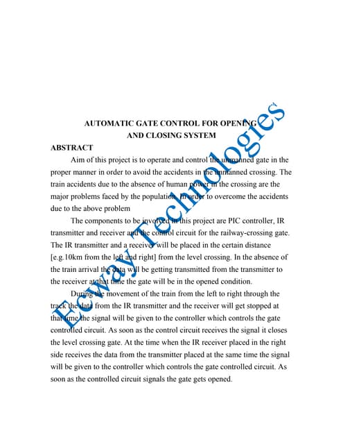 Automatic gate control for opening | PDF