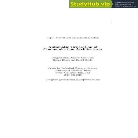 Automatic Generation Of Communication Architectures Pdf