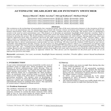 Automatic headlight beam intensity switcher | PDF
