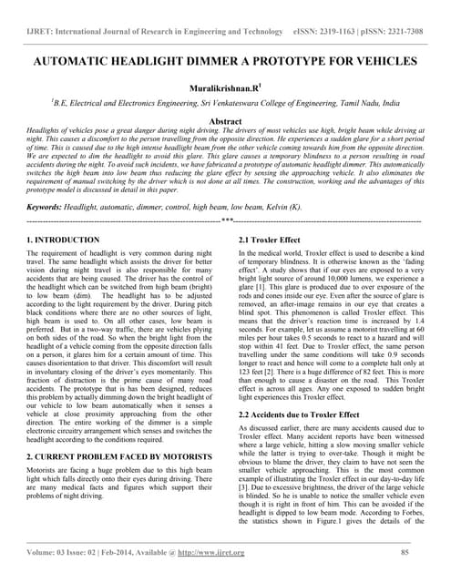 AUTOMATIC HEAD LIGHT DIMMERS | DOCX | Consumer Electronics | Technology & Computing