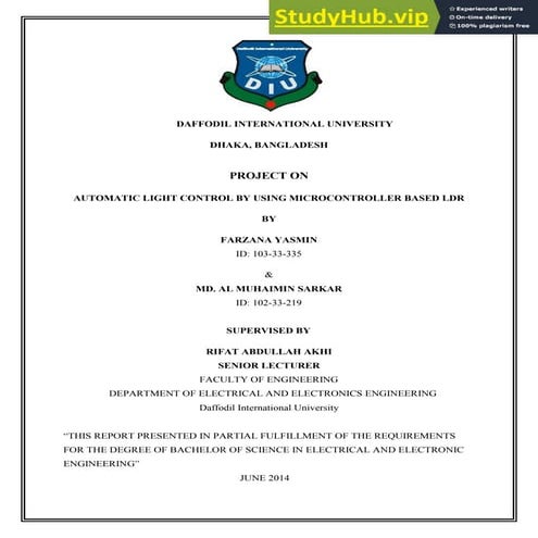 AUTOMATIC LIGHT CONTROL BY USING MICROCONTROLLER BASED LDR | PDF