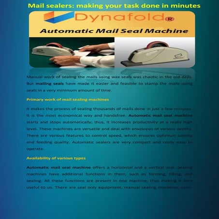 Automatic mail seal machine | PDF