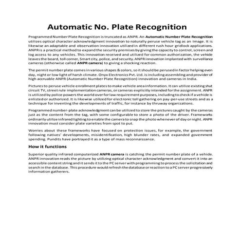 Automatic number plate recognition | PDF