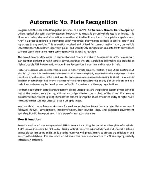 automatic number plate recognition | PPT