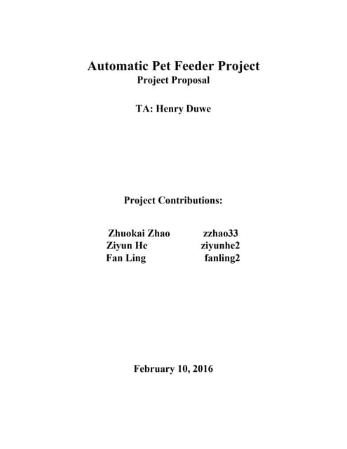 iot pet feeder report | DOCX