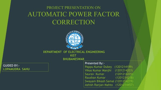 Automatic Power Factor Correction using Microcontroller 8051 | PPT