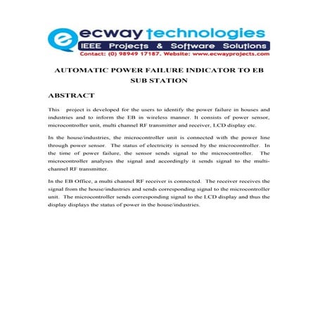 Automatic power failure indicator to eb sub station | DOC