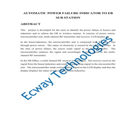Automatic power failure indicator to eb sub station | PDF