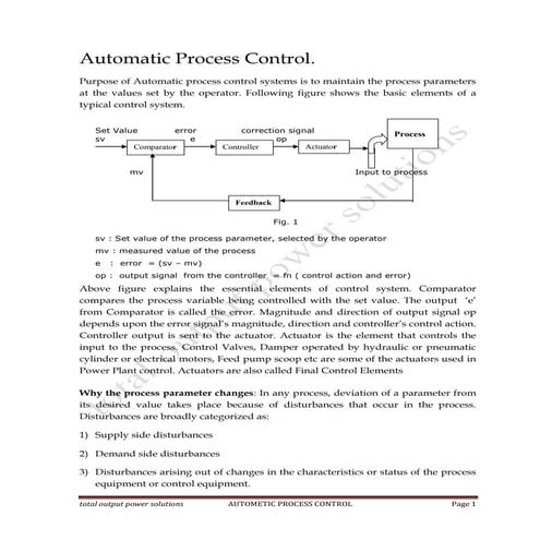 Automatic process controls in a Thermal Power Station | PDF