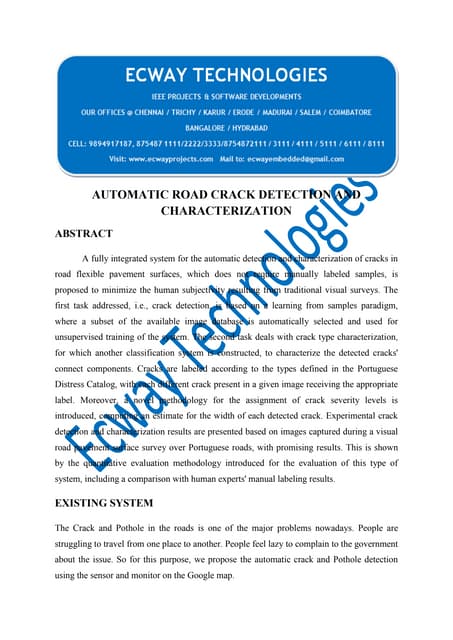 Automatic Road Crack Detection And Characterization Pdf