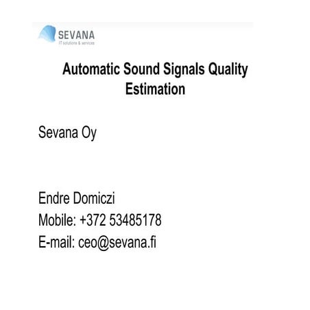 Automatic Sound Signals Quality Estimation | PDF