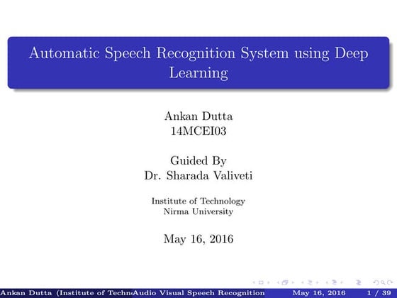Automatic Speech Recognition | PPT