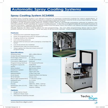 Automatic Spray Coating System - Technodimg Innovation | PDF