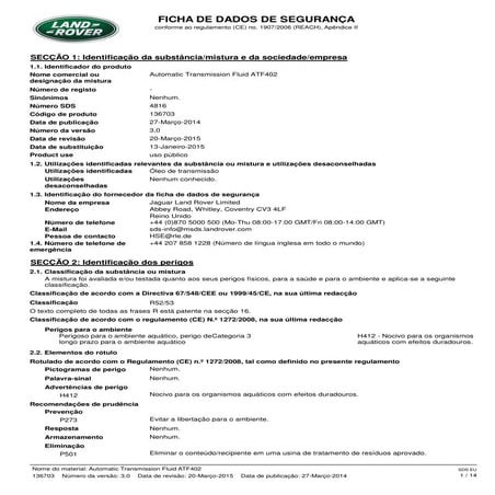 Automatic transmission fluid atf402 24032015 136703 mzpt(stc50531) | PDF