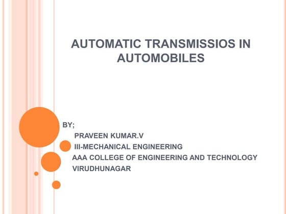 Electronic control of automatic transmission | PPTX | Auto Technology ...