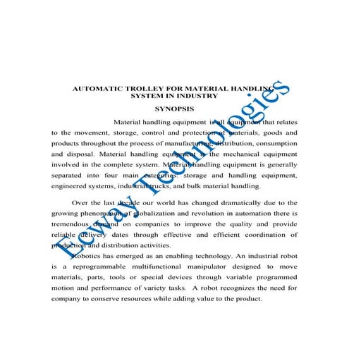 Automatic trolley for material handling | DOC