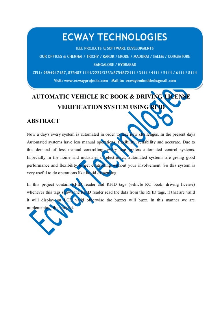 Automatic vehicle rc book & driving license verification system using…