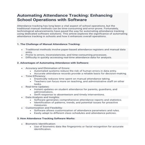 Modernizing School Operations with Student Attendance Management Software | PDF
