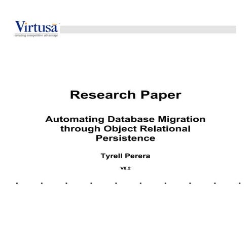 Automating Database Migration Through Object Relational Persistence Pdf