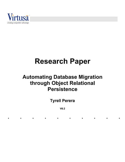 Automating Database Migration Through Object Relational Persistence Pdf