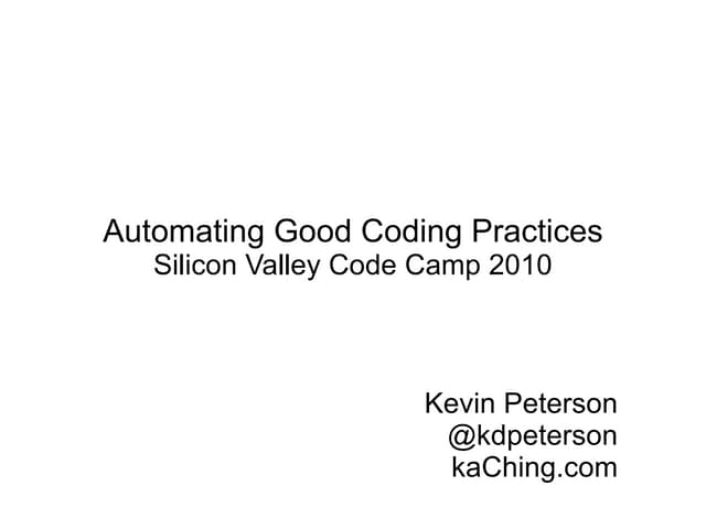 Automating good coding practices | ODP Automating good coding practices | ODP