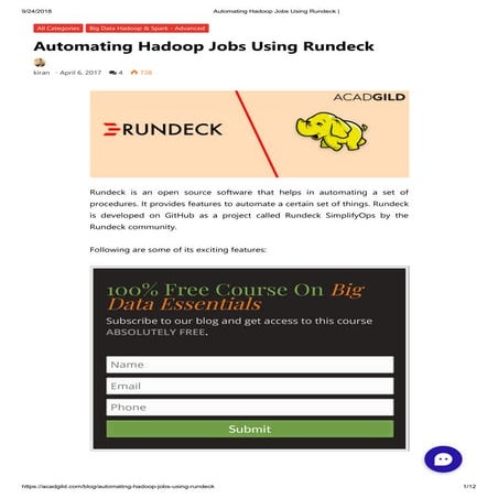 Automating hadoop jobs using rundeck | PDF | Internet | Computing
