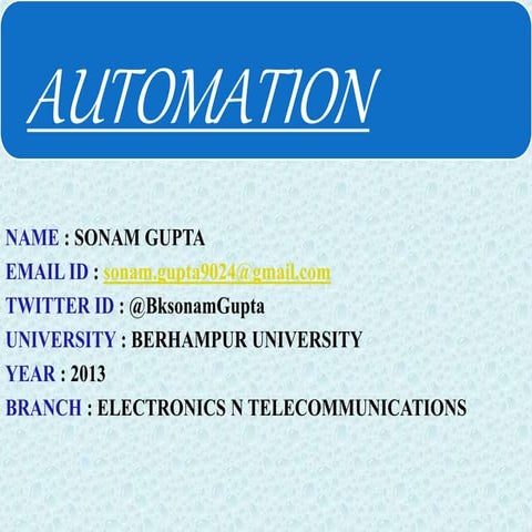 User friendly home automation !!! | PPT