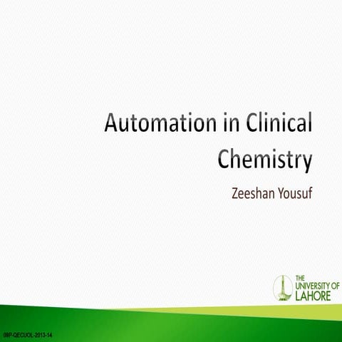Automation in Biochemistry (Autoanalyzers) | PPTX