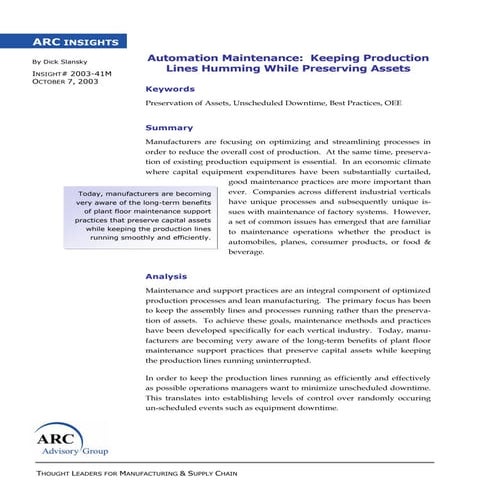 Automation Maintenance: Keeping Production Lines Humming While ...