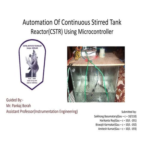 Automation of cstr using microcontroller gp11 | PPTX