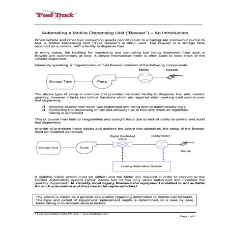 Automation of Mobile Fuel Bowsers - Brief Introduction | PDF