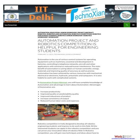 Automation Project and Robotics Competition is Helpful for Engineering ...