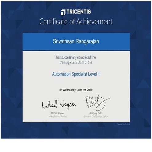 Automation specialist level1 certificate | PDF