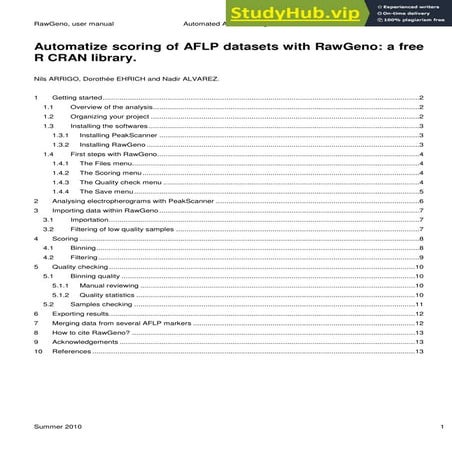 Automatize Scoring Of AFLP Datasets With RawGeno A Free R CRAN Library | PDF