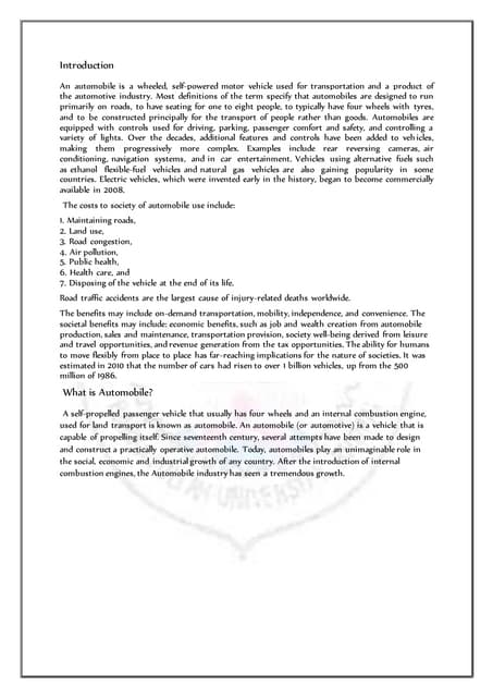 Manufacturing process & assembly of automobile | PPT