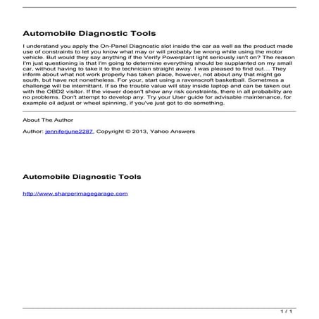 Automobile Diagnostic Tools | PDF