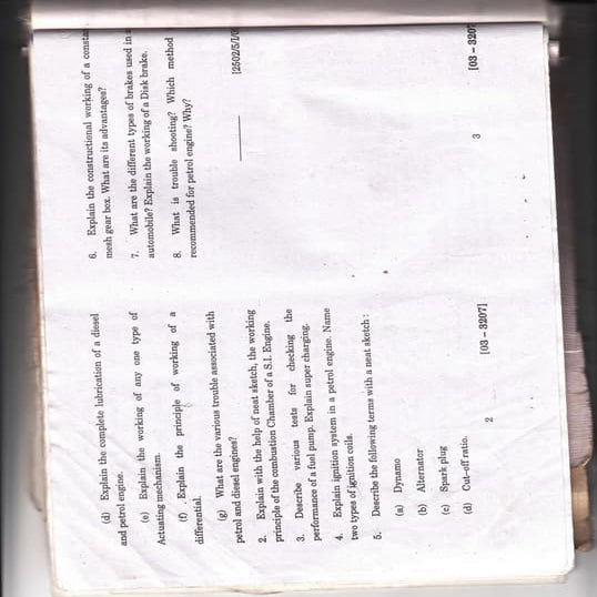 Auto mobile engg 2004 05 page ii | PDF