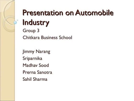 Automobile Industry presentation | PPT