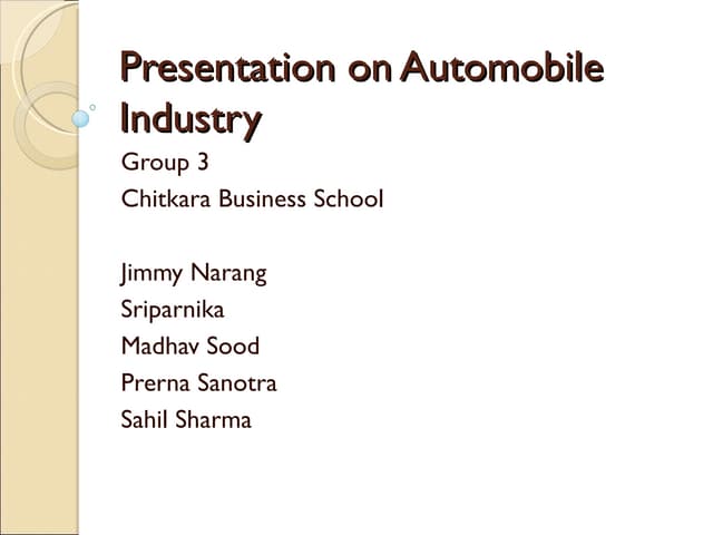 Automobile Industry of India(Present & Future) | PPTX | Automotive ...