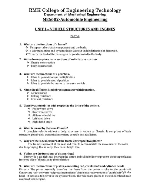 Components of Conventional Vehicle | PPT
