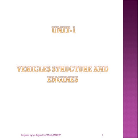 Automobile unit 1 vehicle structure and engines. | PPT