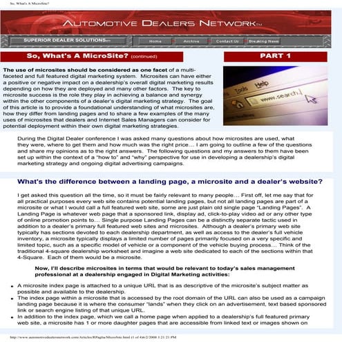 Automotive Dealers Network By Ralph Paglia Dealer Micro Sites | PDF