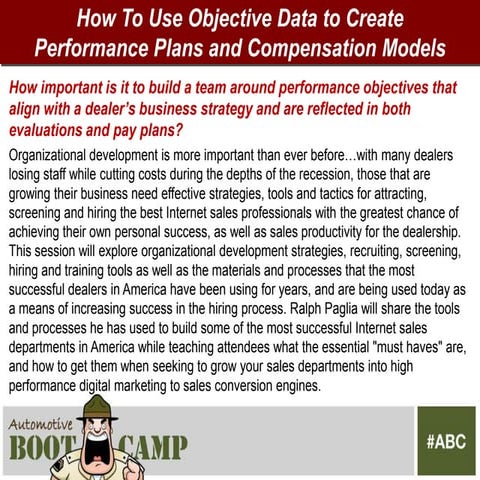 Automotive boot camp 2012 objective data performance plans | PPTX