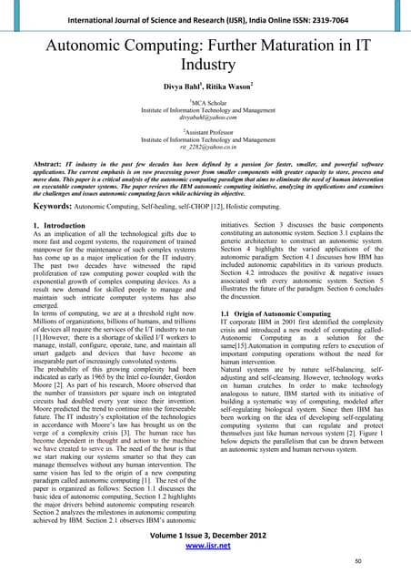 Autonomic Computing PPT | PPTX | Computing | Technology & Computing