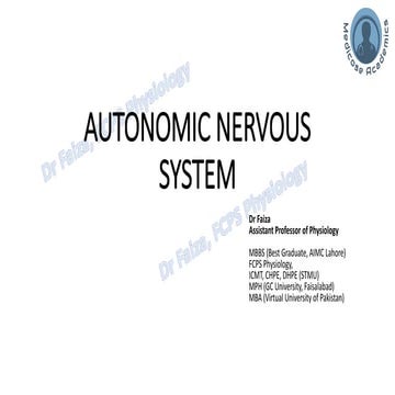 AUTONOMIC NERVOUS SYSTEM organization and functions | PDF
