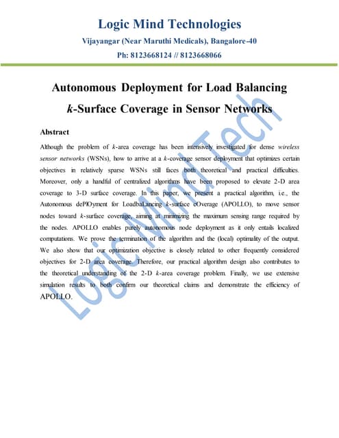 Covering points of interest with mobile sensors | DOC | Technology & Computing